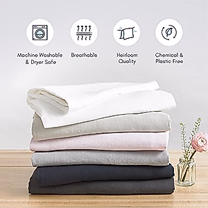 Baloo Soft 15lb Full/Queen Weighted Blanket with Removable Linen Cover - Heavy Cotton Quilted Blanket - Dove Grey, 60x80 inches Living