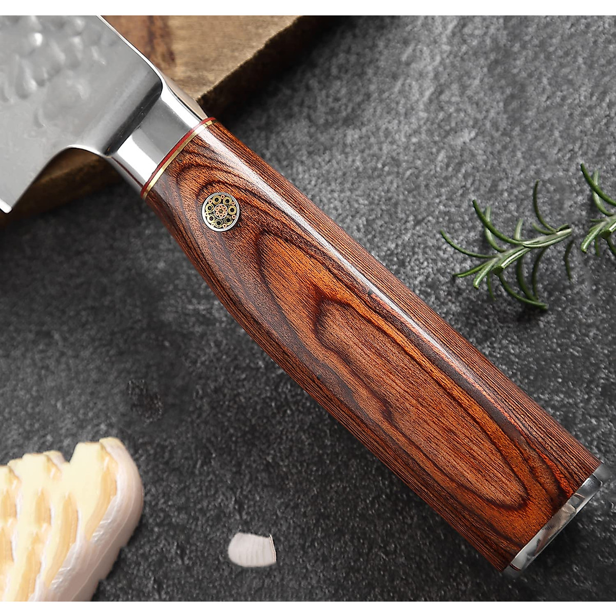 Kimfeng Damascus Chef Knife Handmade 67-Layer Folding Kitchen Knives 8 Inch Professional Chef Knives Japanese VG10 Core Stainless Steel Forging Corrosion Resistance