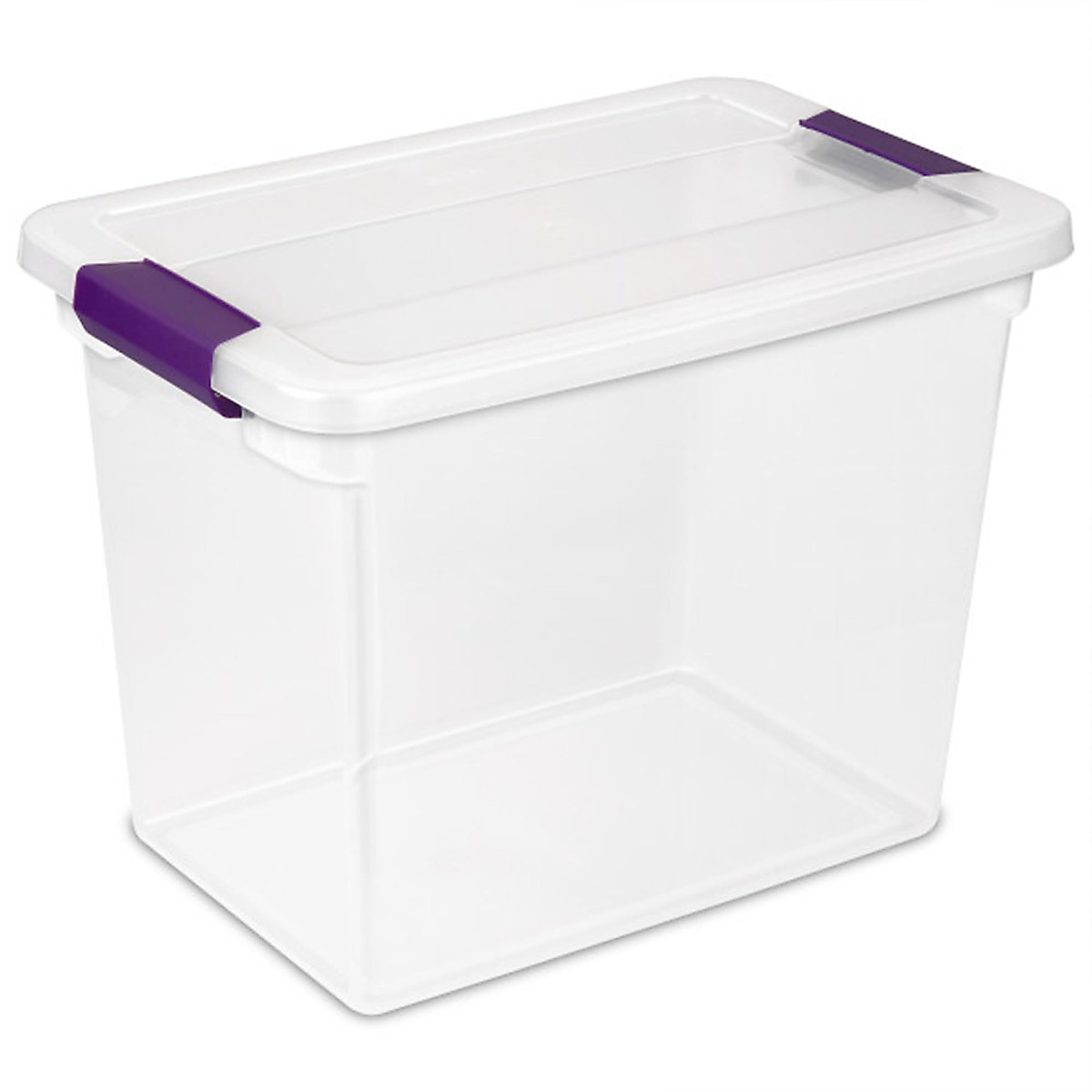 Sterilite 17631706 27 Quart/26 Liter ClearView Latch Box, Clear with Sweet Plum Latches, 6-Pack