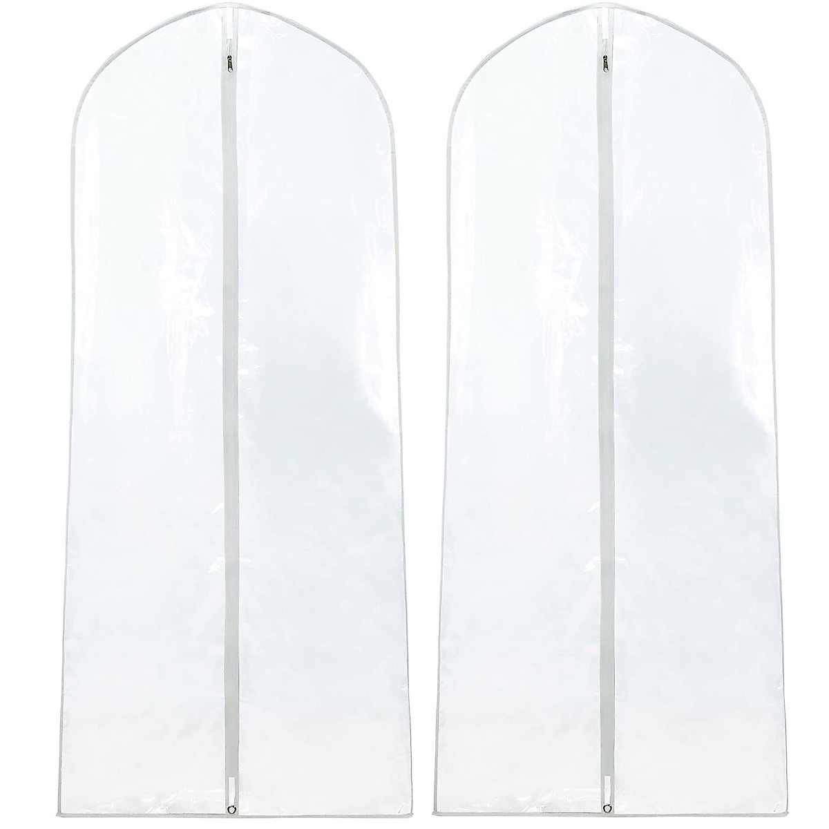 HANGERWORLD Pack of 2 Clear 72" Long Gown Storage Bags for Wedding Dress and Gown, Showerproof Plastic Garment Cover with Full Length Zipper