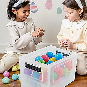 AnnkkyUS 2-pack 16 L Collapsible Storage Box Crates with Lids, Plastic Folding Storage Box