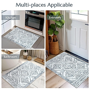 COLLACT 5x7 Area Rug - Moroccan Living Room Rug Geometric Washable Rug Bedroom Rug Modern Non Slip Rug Low Pile Thin Rug Boho Carpet for Dining Room Office Kitchen (5x7ft Taupe On Beige)