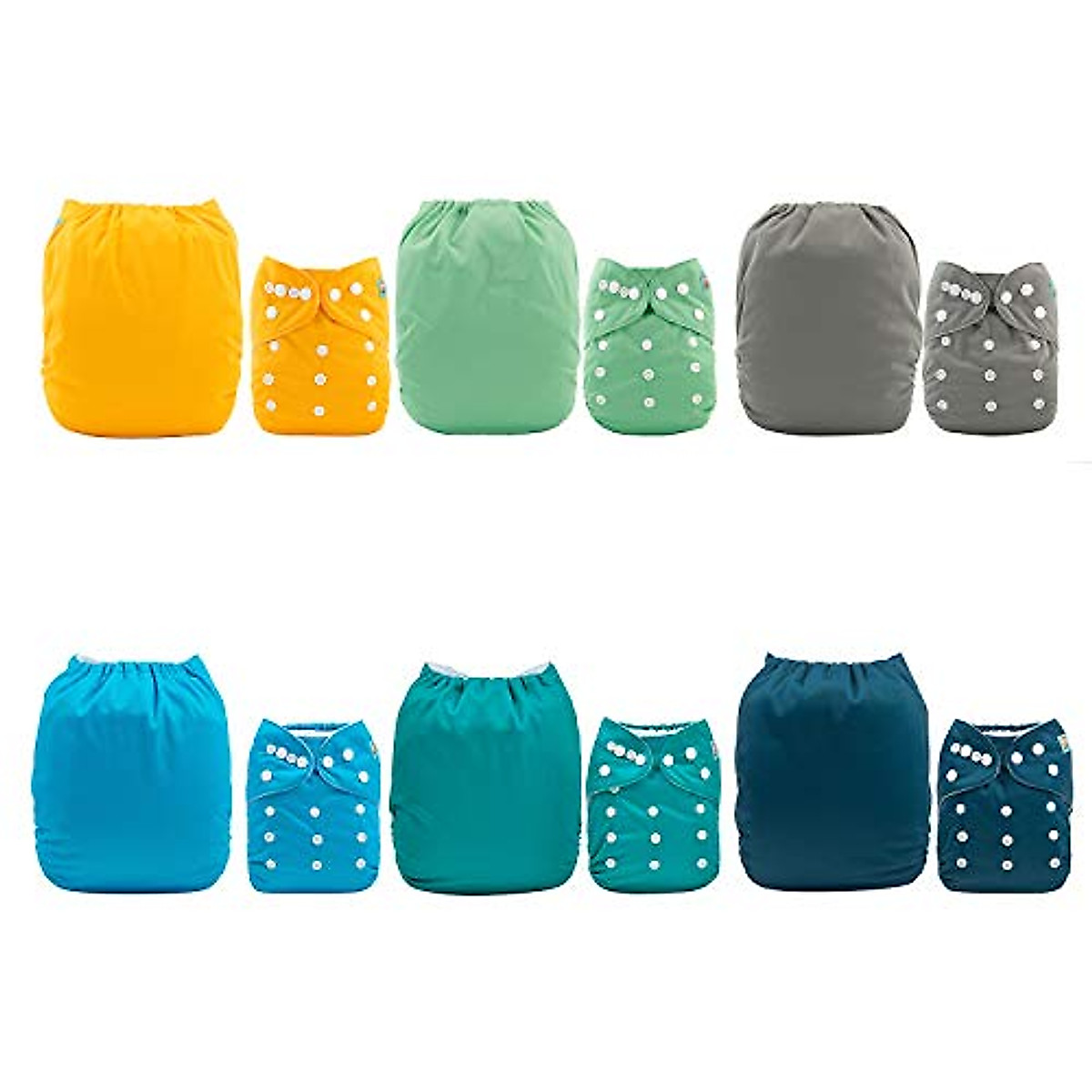 ALVABABY Baby Cloth Diapers One Size Adjustable Washable Reusable for Baby Girls and Boys 6 Pack with 12 Inserts 6BM101