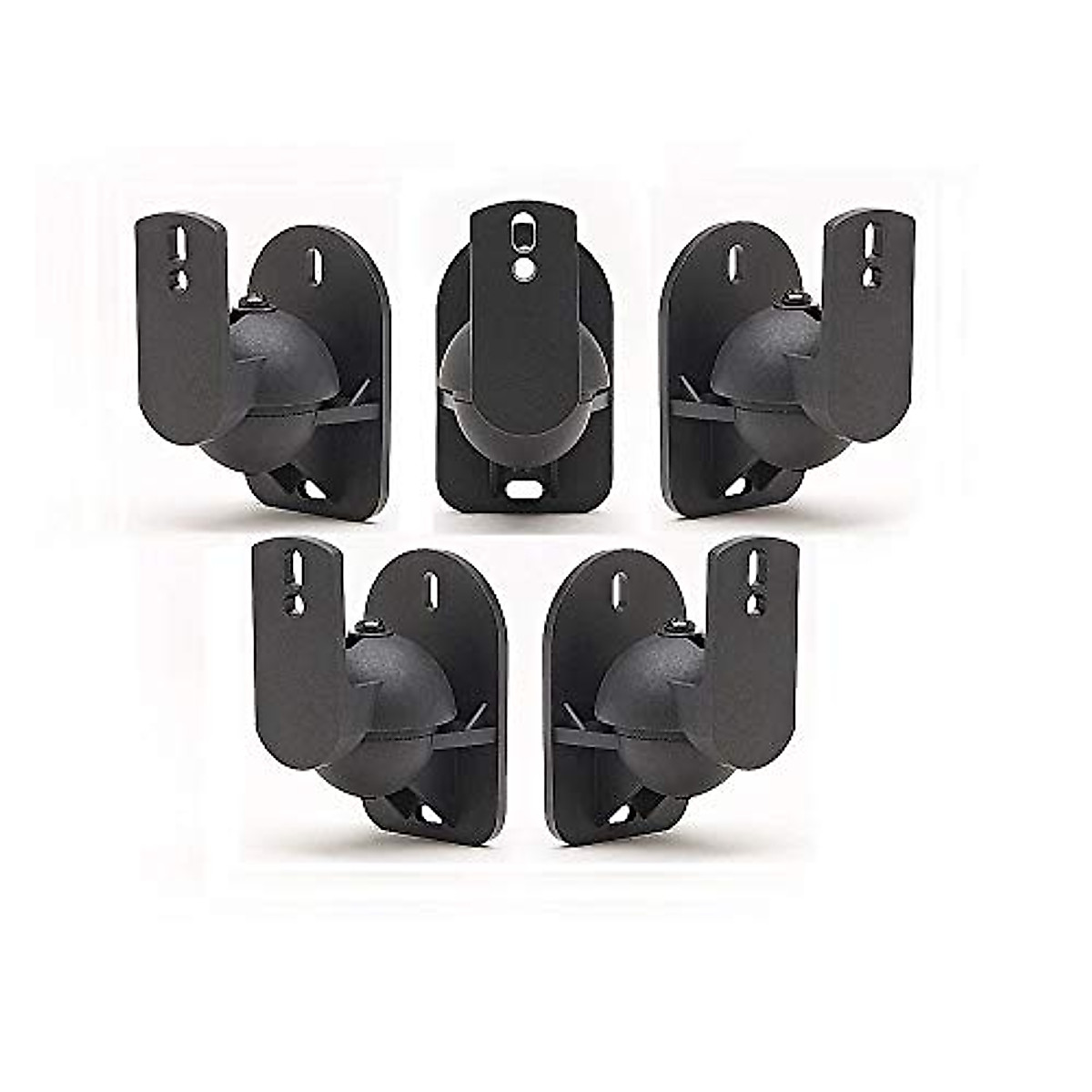 techsol 5 Pack of Black Speaker Wall Mount Brackets for Bose, Sony, Panasonic, Samsung and More