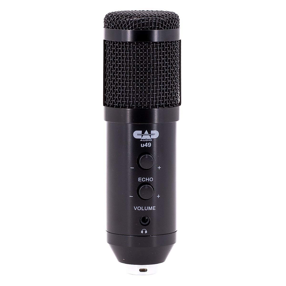 CAD Audio U49 USB Large Format Side Address Studio Microphone with Headphone Monitor and Echo,Black