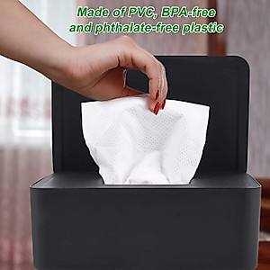 KONUNUS Wet Wipes Storage Box, Wipes Dispenser Holder Tissue Storage Box Case with Lid Dustproof for Home Office, Black