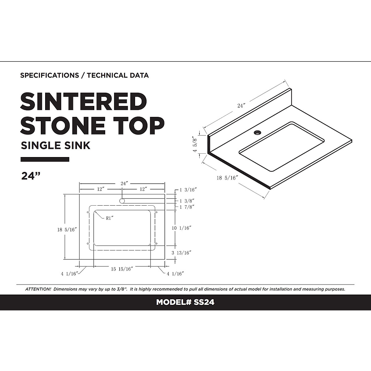 Fine Fixtures Opulence Collection 24 in. W x 18 in. D x 33 in. H Bathroom Vanity in Pastel Blue with White Matte Sintered Stone Sink - Satin Brass Hardware