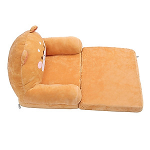 Flip Open Couch, Brown Puppy Kids Chair Couch Multifunctional Adorable Cartoon for Home for Watching TV (Folding in Half)
