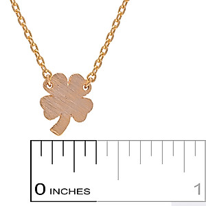 Spinningdaisy Handcrafted Brushed Metal Irish 4 Leaf Clover Necklace Gold