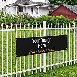 Custom Banner Outdoor Yard Signs 4'x1' Personalized Banners And Signs Customize With Photo Text Logo Indoor For Business Parties Birthday Decorations Wedding Christmas Halloween Banner
