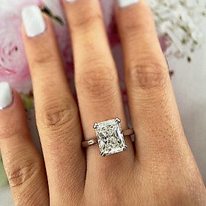 Jolics 925 Sterling Silver Radiant Cut 8 * 10mm 4 Carat Simulated Diamond Engagement Ring For Women Size 5-10 (9)