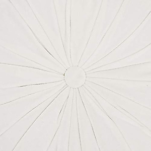 Mina Victory Sofia Round Ruched Velvet Cream 16"X16" Round Throw Pillow