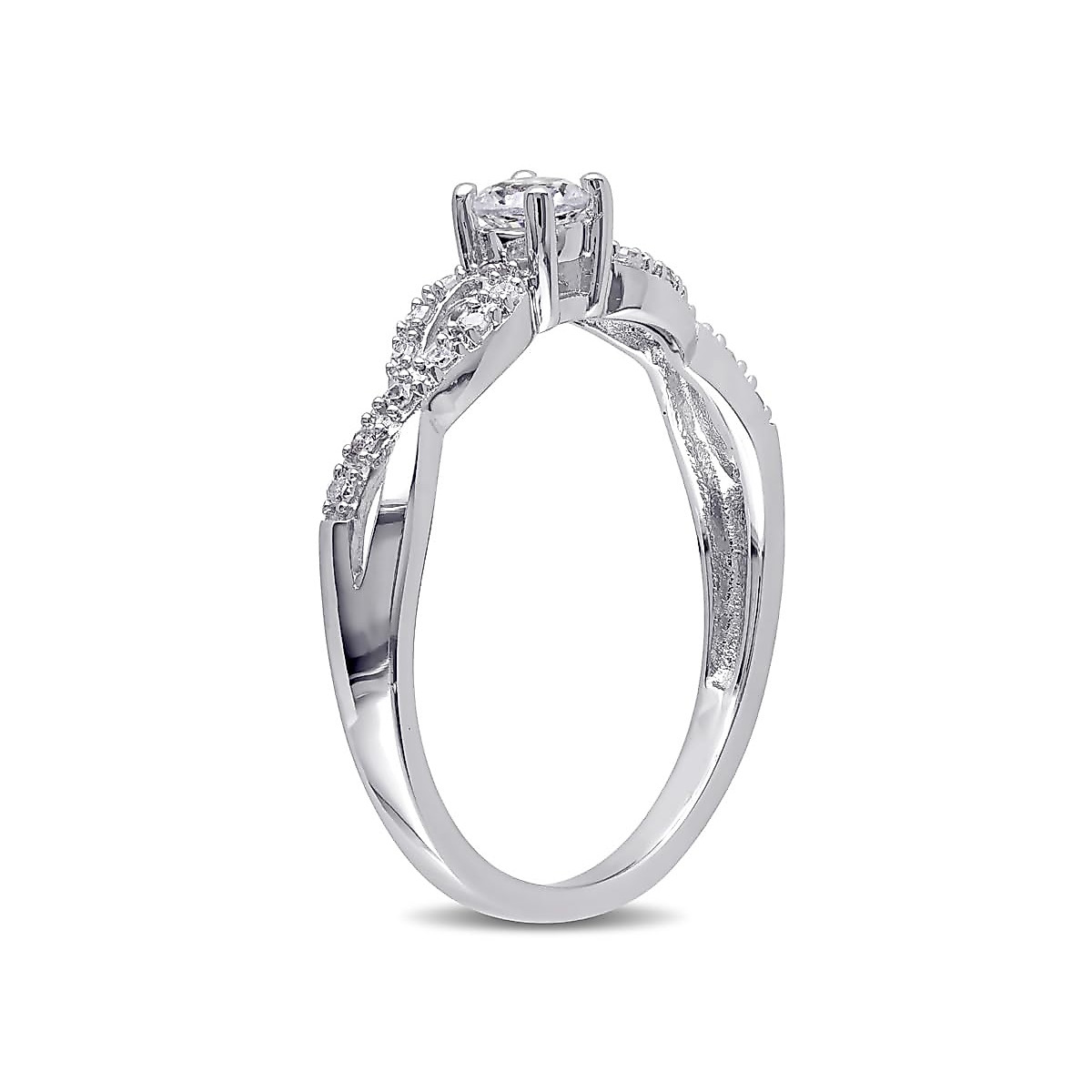Gem And Harmony 1/4 Carat (ctw) Lab-Created White Sapphire Infinity Ring with Diamonds in Sterling Silver