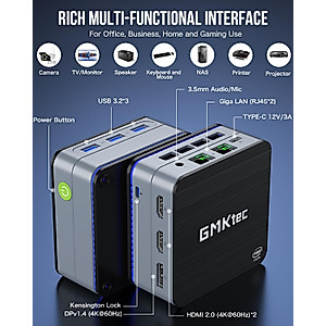 GMKtec Desktop Mini PC Intel N100 Windows 11 Pro 12GB DDR5 256GB SSD Dual LAN, Mini Computer 4K Triple Display, WiFi6, BT5.2, Energy Efficient