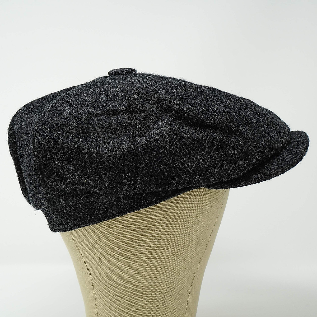 Borges & Scott Lomond Newsboy Cap - 100% Handwoven Wool - Harris Tweed - Water Resistant - Midnight - 60cm
