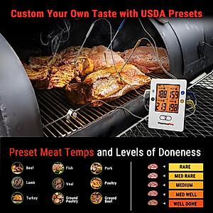 ThermoPro TP25 500ft Wireless Bluetooth Meat Thermometer with 4 Temperature Probes Smart Digital Cooking BBQ Thermometer for Grilling Oven Food Smoker Thermometer, Rechargeable