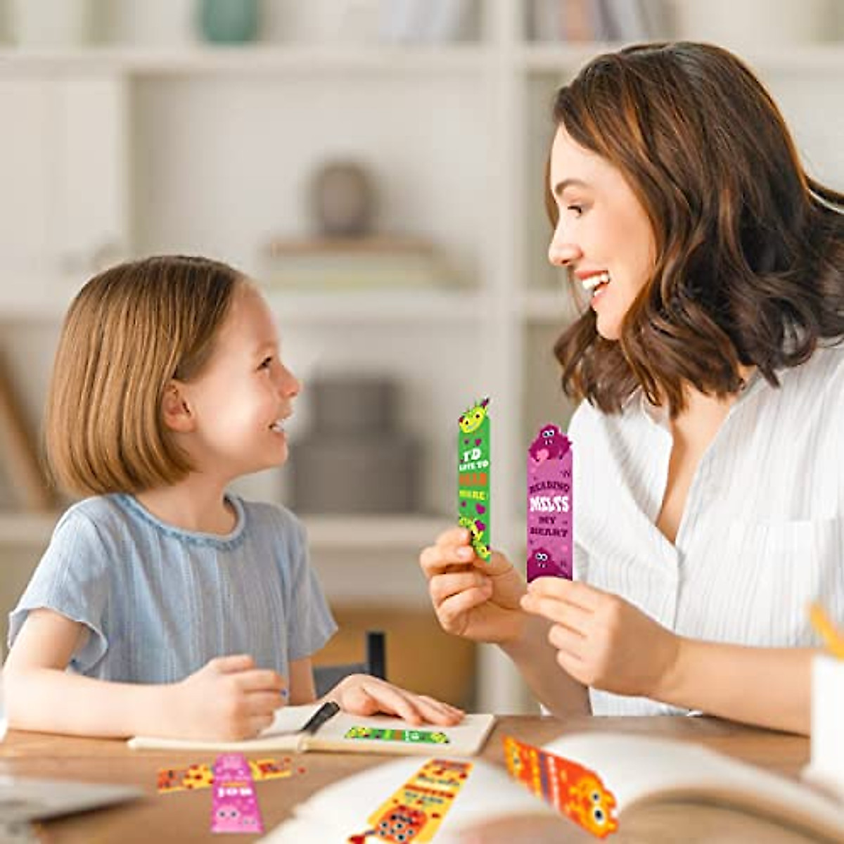 algpty 60 Pieces Cute Monster Bookmarks Bulk for Kids Saying Bookmarks for Girls and Boys Bookmarks for Teachers Students School Classroom Kids Party Favors Birthday Gifts for Kids Girls