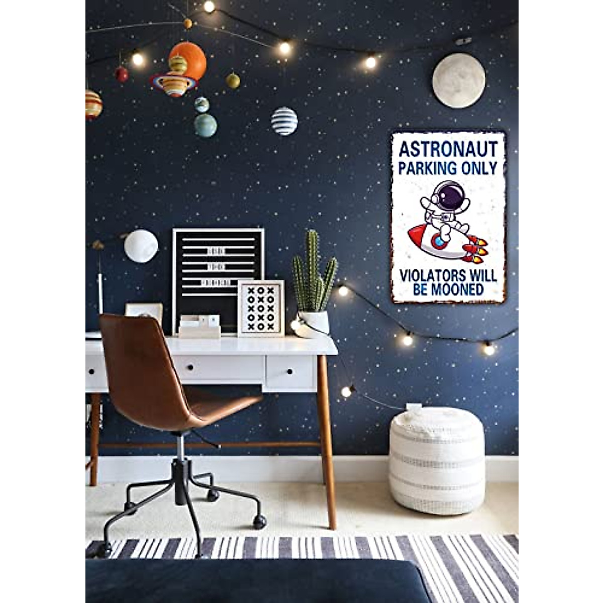 Astronaut Parking Only Sign Outer Space Themed Bedroom Decor Space Nursery Decor For Boys 8 x 12 Inch (936)