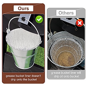 QuliMetal Drip Grease Bucket Can and 15-Pack Disposable Foil Liners Replaces HDW152 for Traeger & Pit Boss, Z Grill BBQ Grills, Rec Tec Pellet Grill Large Drip Bucket, Silver