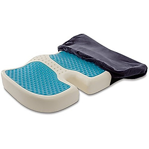 TravelMate Gel-Enhanced Memory Foam Seat Cushion – Perfect for Office Chair & Car Seat Cushion – Helps Relief from Tailbone Pain – Reduce Pressure on Coccyx & Hip – Non-Slip Washable Cover