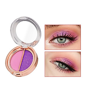 Timipoo Double color eye shadow, high pigment eye makeup palette, matte shimmer metal eye shadow powder, waterproof and durable color eye shadow (06#Dream talk purple)