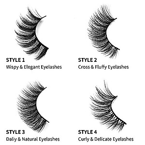 DYSILK False Eyelashes Lashes Mink - Mink Lashes Fluffy 16 Pairs 6D 4 Styles Mixed Lashes Faux Eyelashes Wispy Fluffy Natural Look Fake Eyelashes Mink Lashes Soft Reusable Eye Lashes | 15mm 18mm