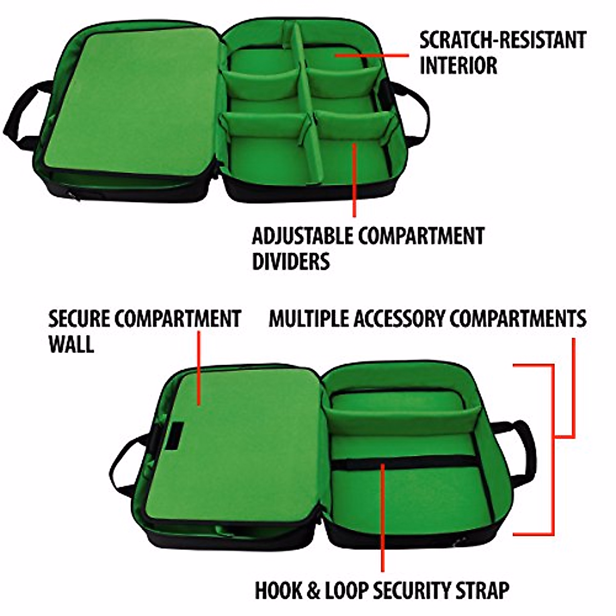 USA GEAR Console Carrying Case - Xbox Travel Bag Compatible with Xbox One and Xbox 360 with Water Resistant Exterior and Accessory Storage for Xbox Controllers, Cables, Gaming Headsets - Green