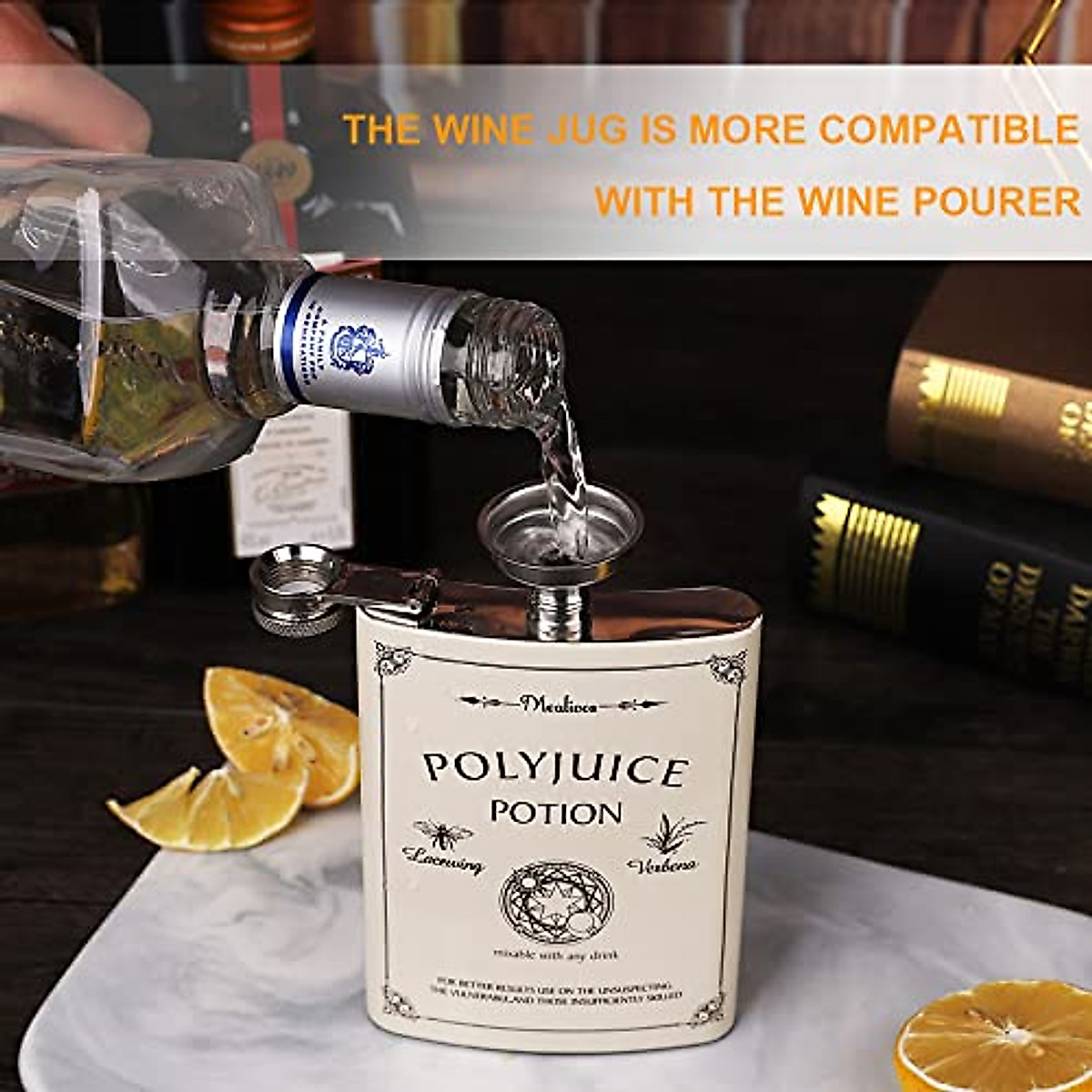 Mealivos 8 oz Stainless Steel Hip Flask (White)