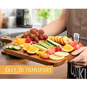 Paten Cutting Board,Acacia Serving Board, Wood Cutting Boards for Kitchen,Chopping Board with Grip Handle,Heavy Duty Cheese Board, Wooden Carving Board Medium