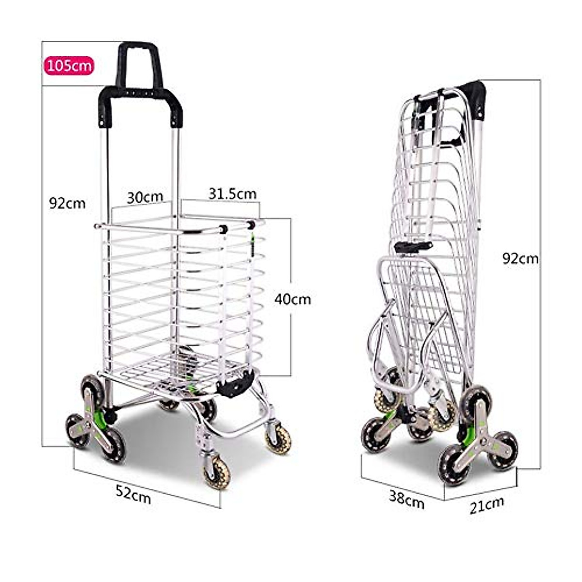 YGCBL Multifunction Portable Hand Trucks,Trolleyshopping Trolley Foldable Dual Use Aluminum Alloy Climbing Shopping Cart 8 Rounds Crystal Wheel, Load 35 Kg, 2 Styles,Blue-B