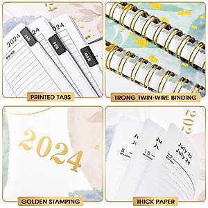 2024 Planner - Planner/Calendar 2024, Jan. 2024 - Dec. 2024, 2024 Planner Weekly and Monthly with Printed Tabs, 8" x 10", Flexible Cover with Thick Paper + Twin-Wire Binding - Waterink
