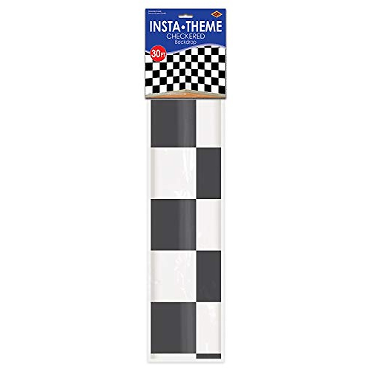 Beistle Black and White Checkered Photo Backdrop, 4' x 30'