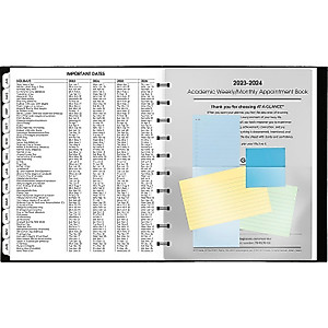 AT-A-GLANCE 2023-2024 Academic Planner, Weekly & Monthly, Quarter-Hourly Appointment Book, 9" x 11", Large, Monthly Tabs, Pocket, Flexible Cover, Move-A-Page, Black (70957E05)