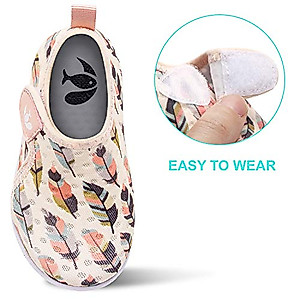 FEETCITY Kids Water Swim Shoes Quick Dry Barefoot Aqua Socks Non-Slip Beach Pool Shoe for Baby Boy's and Girls Feather 2.5-3 Years Toddler