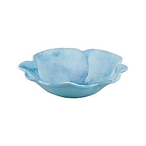 UPware Melamine Dinner Bowl Set of 6, BPA-Free Dishwasher Safe Flower Shaped Bowls, Dinnerware Kitchen Bowls for Pasta, Rice, Soup, and Salad, 8 Inch Bowls (Sky Blue)