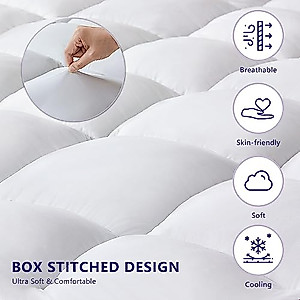 Homemate Memory Foam Mattress Topper Queen, Dual Layer 4 Inch Cooling Mattress Topper, 2 Inch Memory Foam Plus 2 Inch 1800TC Mattress Pad Comfort Support, Pillow Top with 8-21 Inch Deep Pocket, White