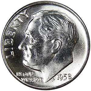1958 D Roosevelt Dime BU Uncirculated Mint State 90% Silver 10c US Coin