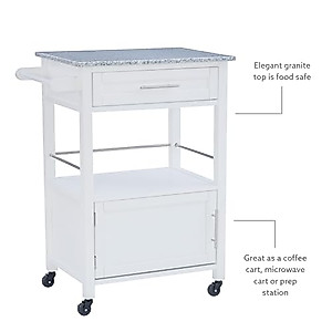 White Linon Storage Cart On Wheels With Granite Top. Great For Small Kitchens!!