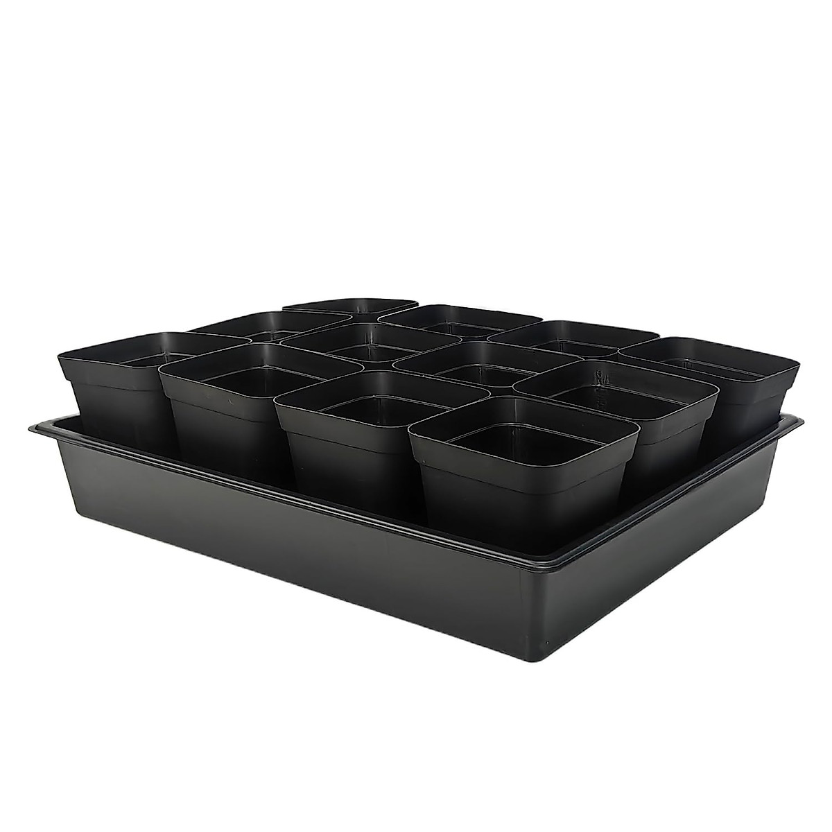 RooTrimmer 3.5 inch Square Nursery Pots 60pcs, Sturdy Seed Starter Trays 5 Pcs, Seeds Starting Germination, Small Planter Nursery Propagation 5 Sets