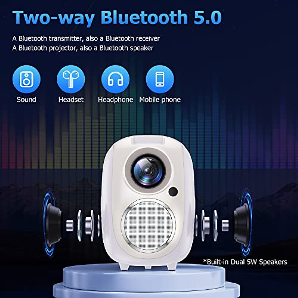 4k Projector with Wifi and Bluetooth, TOWOND Smart Projector with Android 9.0, 12000 Lumens Portable Video Projector, Full HD 1080P 4K Compatible with Smartphone/TV Stick/HDMI/USB/AV for Home Theater
