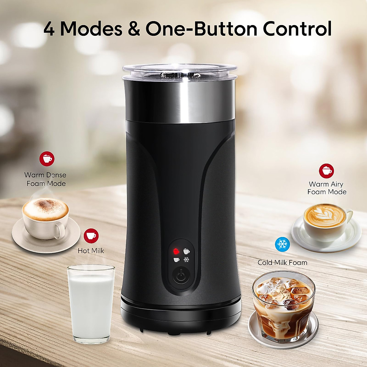 Milk Frother and Steamer, JOKARWAY Milk Frothers for Coffee, Hot&Cold 8.1oz/240ml Automatic Milk Steamer and Frother for Latte, Cappuccinos, Macchiato, Stainless Steel Coffee Frother Electric 2 Whisks