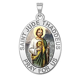 PicturesOnGold.com Saint Jude Religious Medal Color - 2/3 X 3/4 Inch Size of Nickel, Sterling Silver