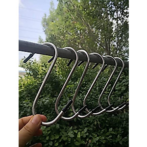JY-MARINE Meat Hooks Stainless Steel S Hooks Metal Hangers Hanging Hooks for Kitchen, Work Shop, Bathroom, Garden (6 inch)