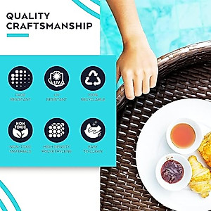 Floating Tray Floating Serving Tray Swimming Pool Rattan Woven Loating Food & Drink Holder, for Pool Serving Drinks, Brunch, Food On The Water, Brown
