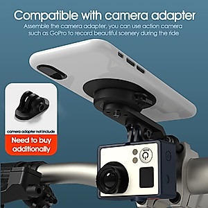 Out-Front Bike Phone Mount, Universal Aluminum Bike Cell phone Holder with Adapter, Mountain Bike Quick Install Stem Phone Mount for iPhone 13/ 12/ 11 Pro Max, Galaxy and More 4.7 - 7.0" Phone - Gen 2