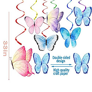 Butterfly Party Decorations - Butterfly Happy Birthday Banner - Butterfly Party Hanging Swirls Decorations - Butterfly Party Supplies for Kids