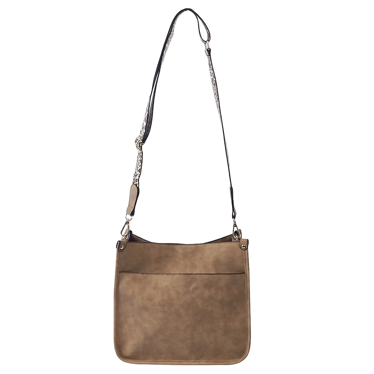 Yikpo Women Leather Crossbody Vagan Shoulder Bag with Adjustable Guitar Strap (Khaki)