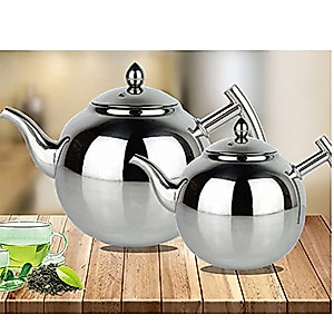 Stainless Steel Tea Kettle with Removable Teapot Infuser Container with Handle for Loose Leaf & Tea Bags, Suitable to Boiling Water & Tea on Induction Stove, Gas Stove Top (Color : OneColor, Size :