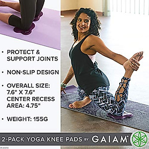 Gaiam Yoga Knee Pads (Set of 2) - Yoga Props and Accessories for Women / Men Cushions Knees and Elbows for Fitness, Travel, Meditation, Kneeling, Balance, Floor, Pilates