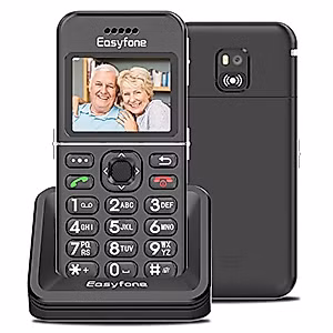 Easyfone T100 4G Unlocked Feature Cell Phone for Seniors | Easy-to-use | Clear Sound | Big Buttons | 2.0'' HD Display | SOS w/GPS | SIM Card & Flexible Data Plans | 1500Mah Battery and Charging Dock